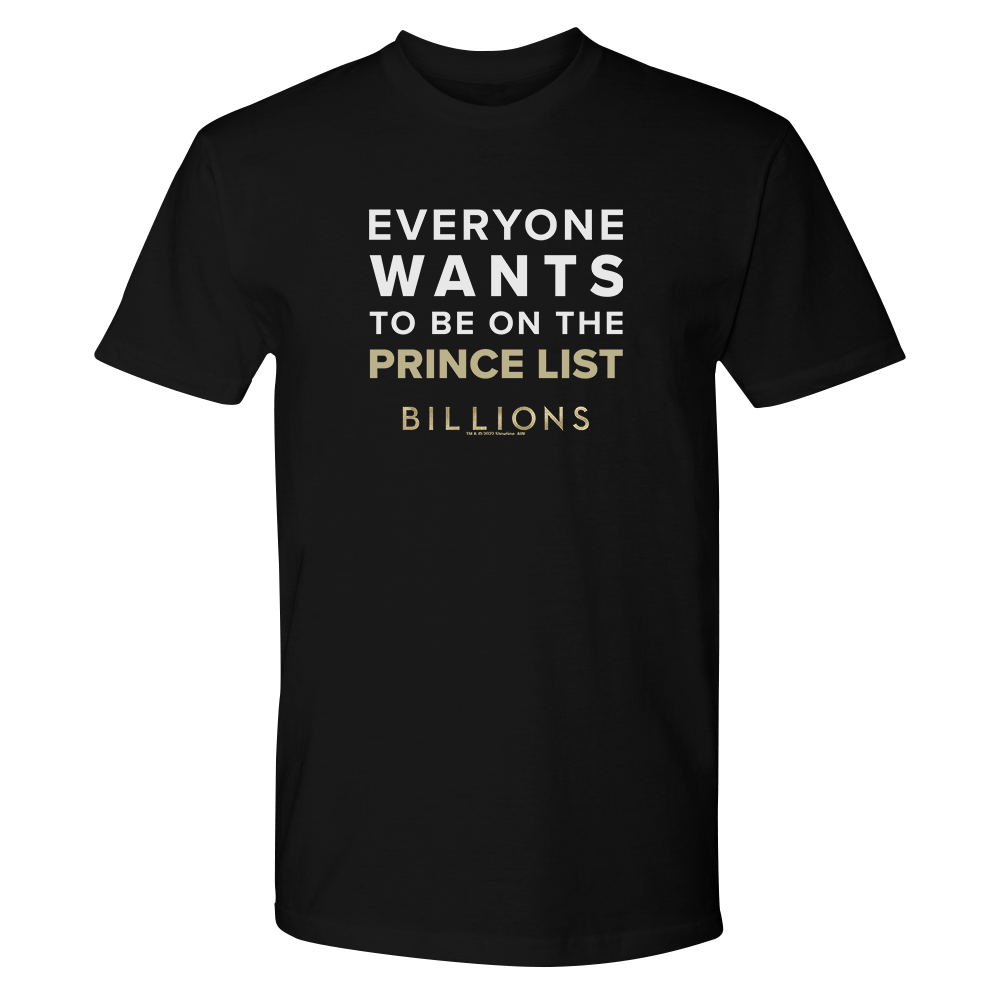 Billions Prince List Adult Short Sleeve T-Shirt – Paramount Shop