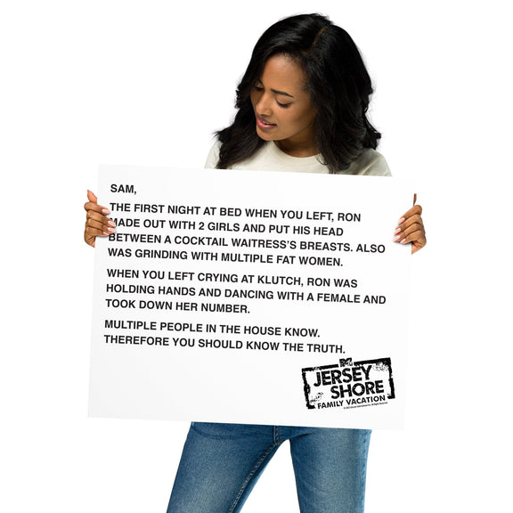Jersey Shore Family Vacation Sam Note Poster – Paramount Shop
