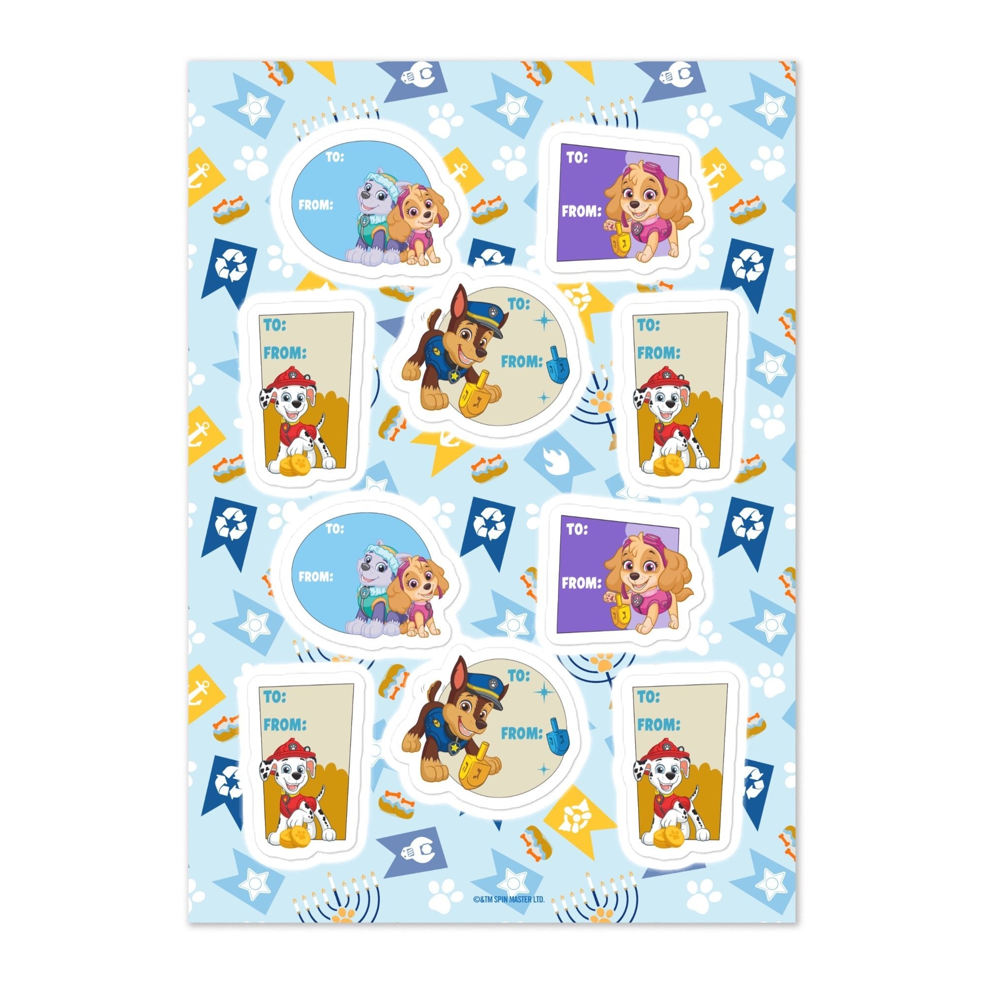 Paw Patrol Hanukkah Gift Label Sticker Sheet – Paramount Shop