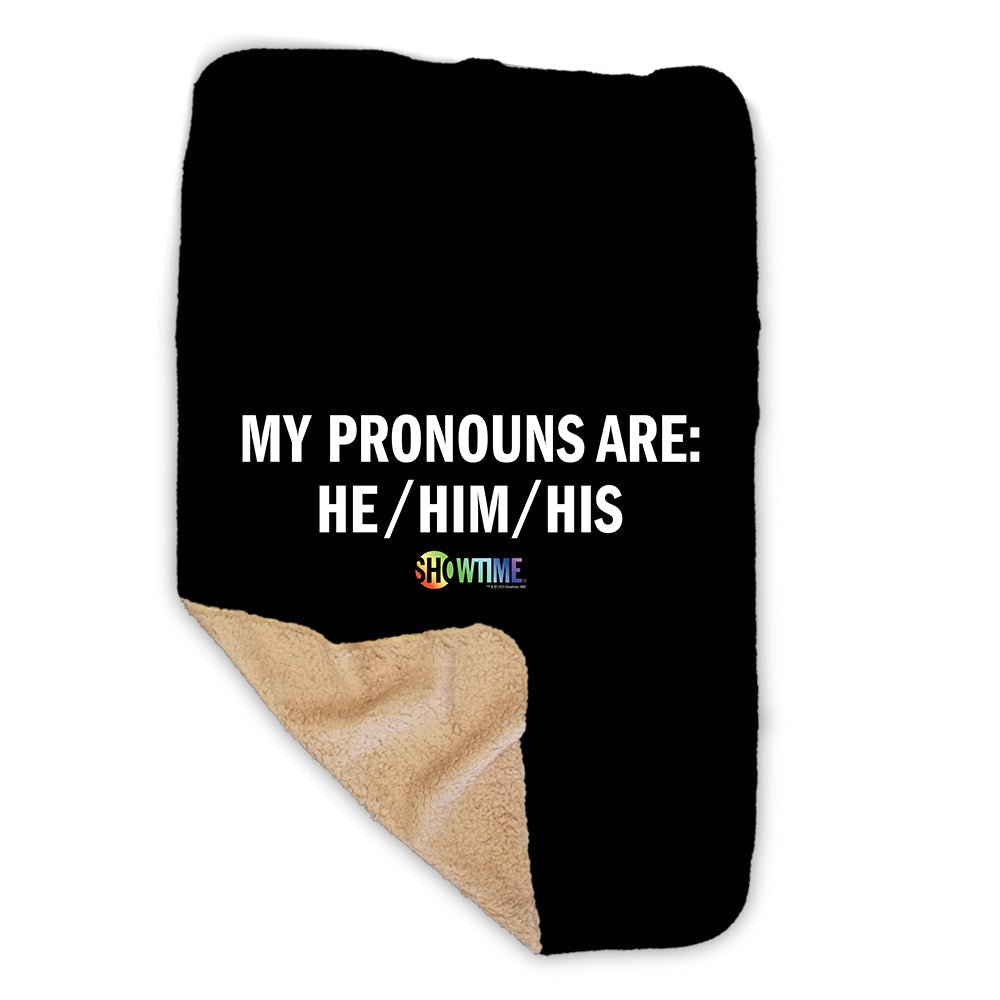 SHOWTIME Pronouns Pride Logo Sherpa Blanket – Paramount Shop