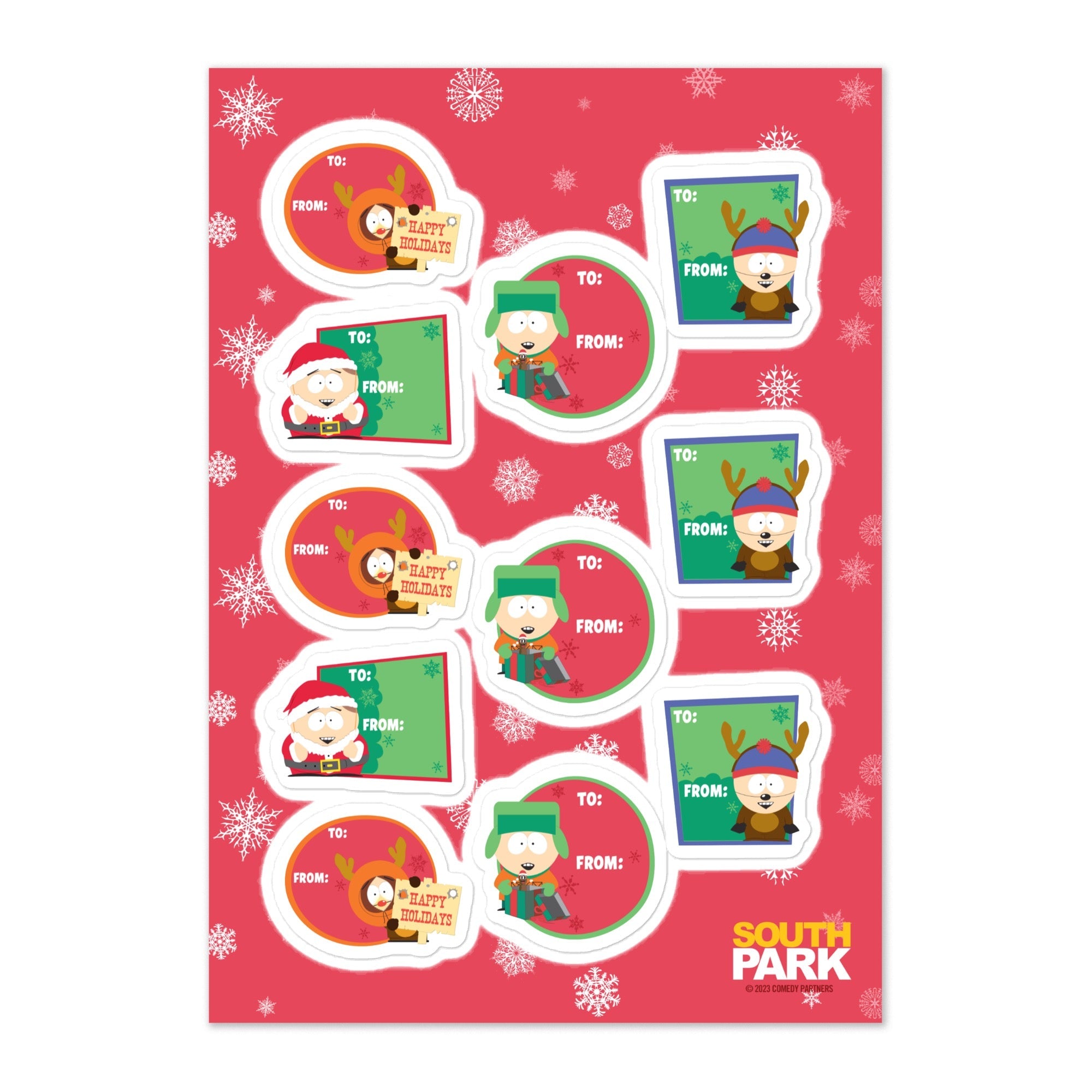 South Park Holiday Gift Label Sticker Sheet – Paramount Shop