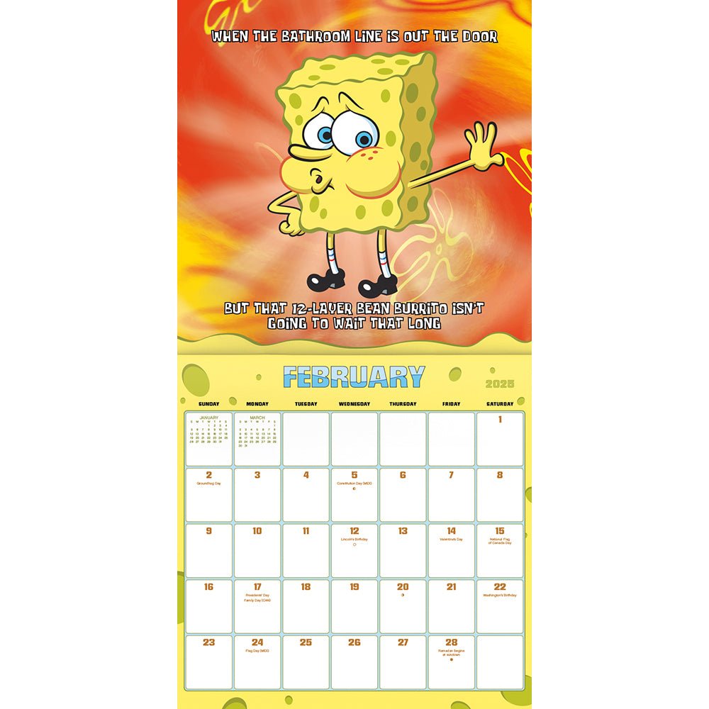 Spongebob Squarepants 2025 16-Month Wall Calendar – Paramount Shop
