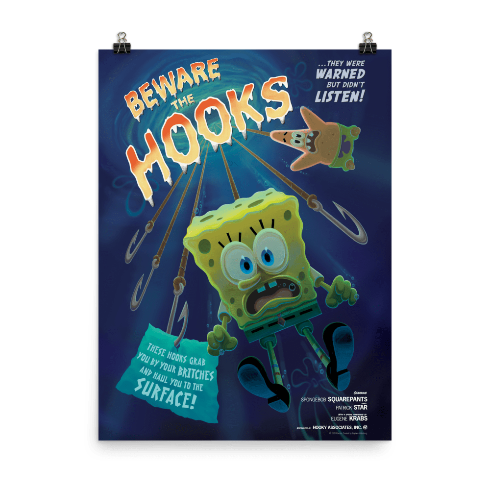 SpongeBob SquarePants Beware the Hooks Premium Satin Poster – Paramount ...