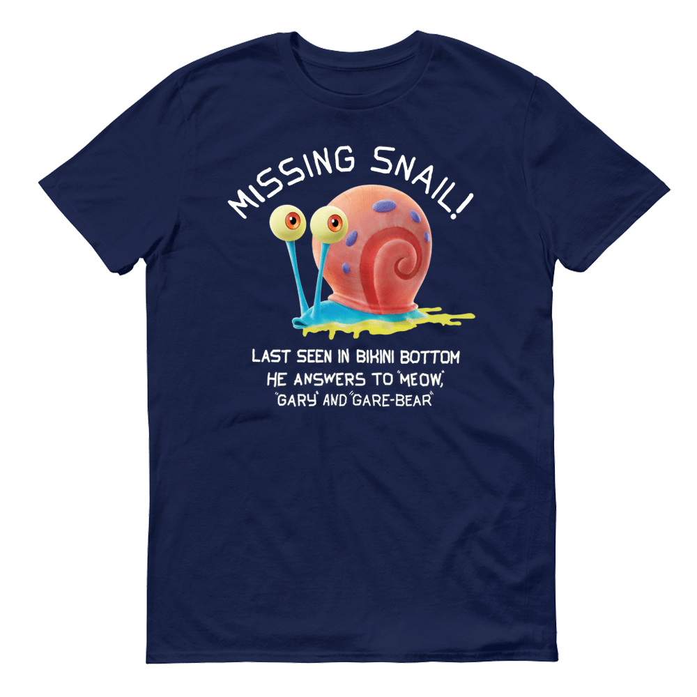 SpongeBob SquarePants Sponge on the Run Missing Snail Poster Adult Short Sleeve T-Shirt ...