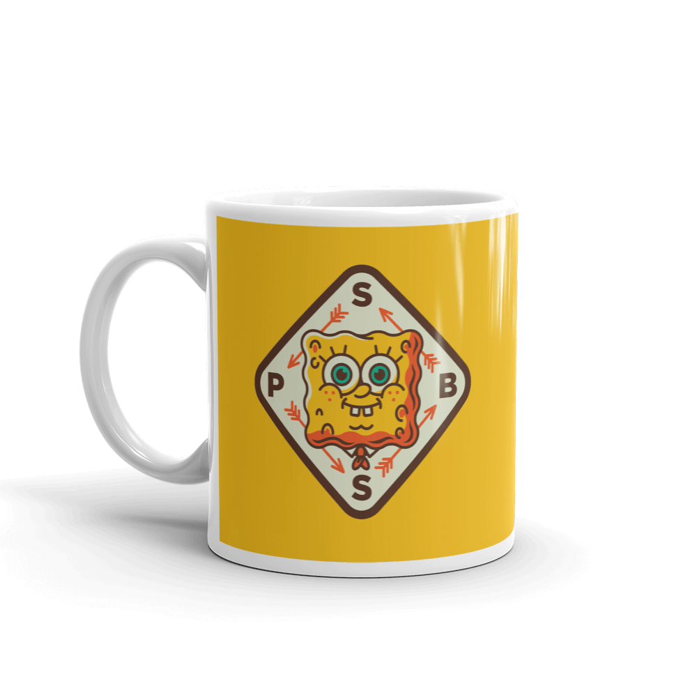 SpongeBob SquarePants Sponge on the Run SpongeBob Badge White Mug ...