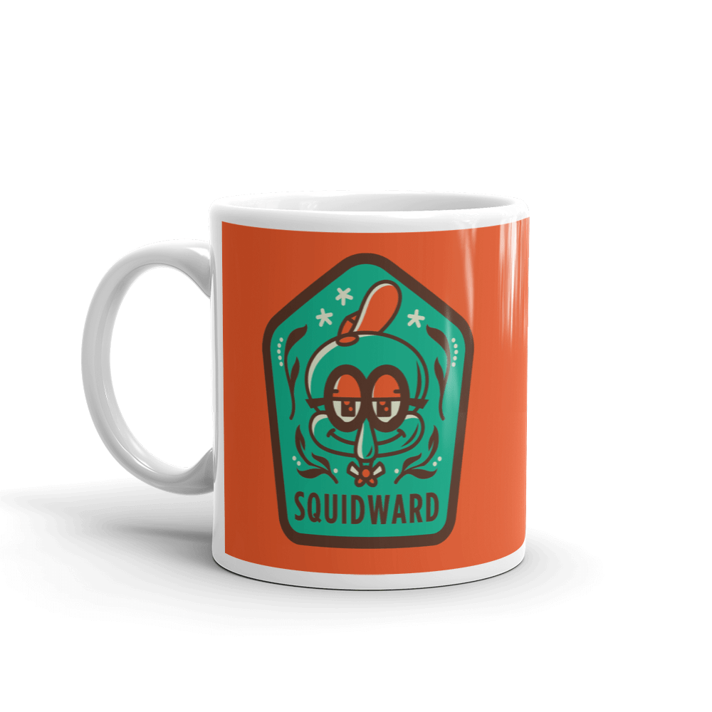 SpongeBob SquarePants Sponge on the Run Squidward Badge White Mug ...