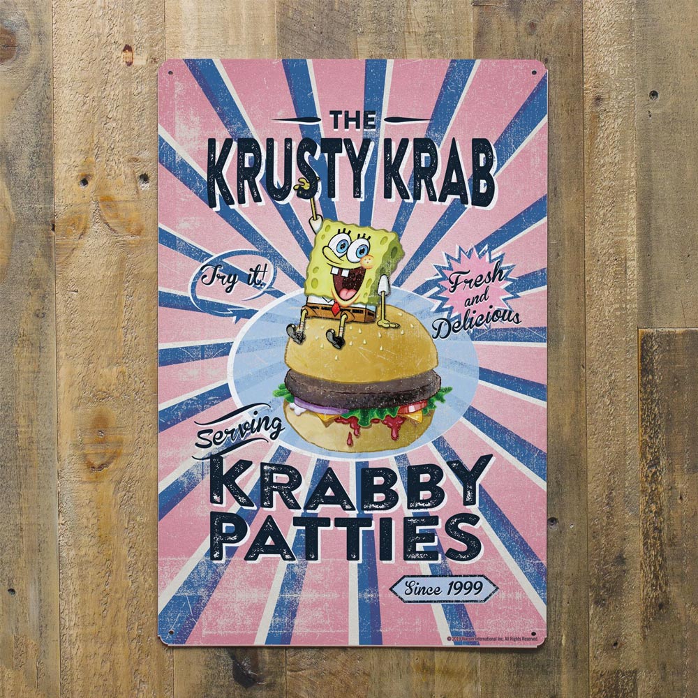 The Krusty Krab Krabby Patties Metal Sign - 12" x 18" – Paramount Shop