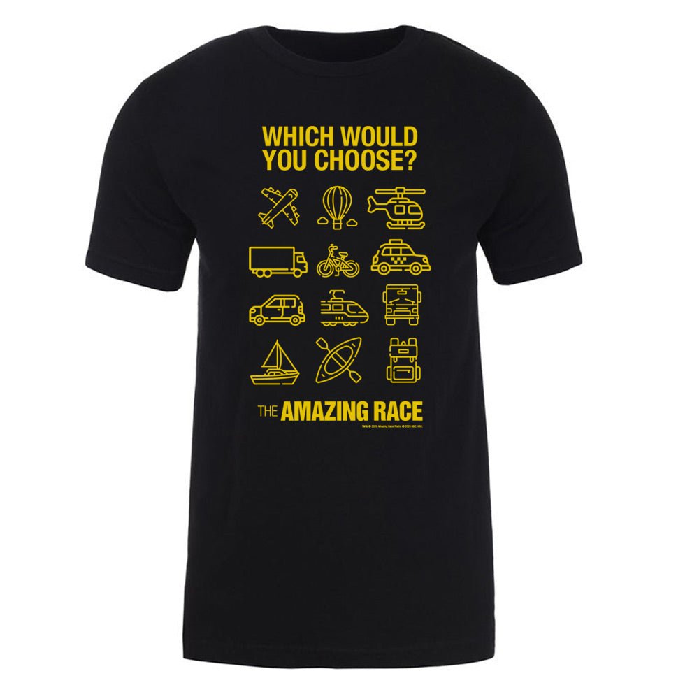 The Amazing Race Yellow Choose Your Adventure Adult Short Sleeve T ...