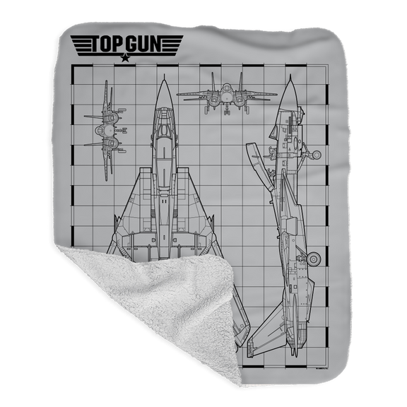 Top Gun Fighter Jet Schematics Sherpa Blanket – Paramount Shop